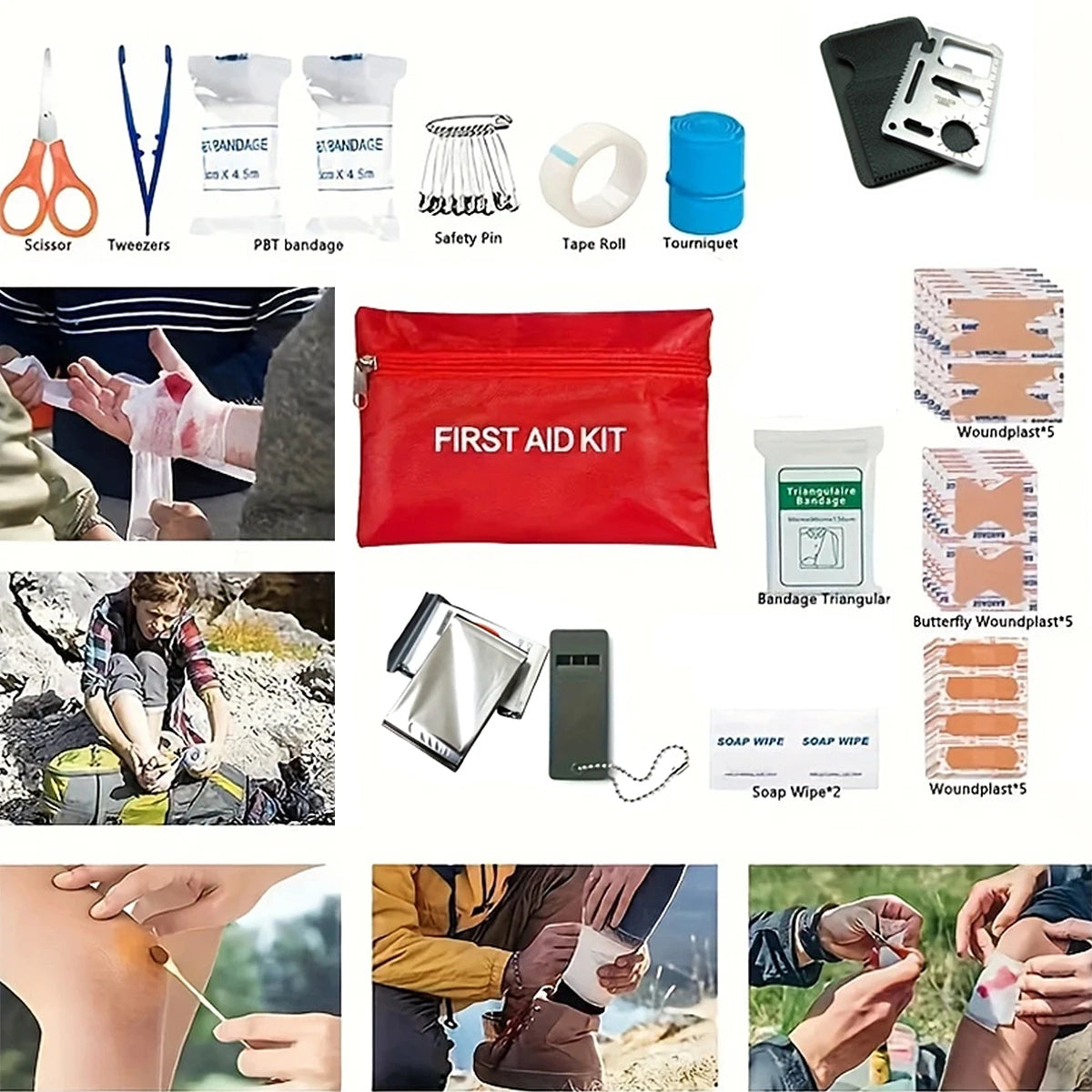Survival / First Aid Kit with 57 tools | Easy Grab Bag for Survival ...