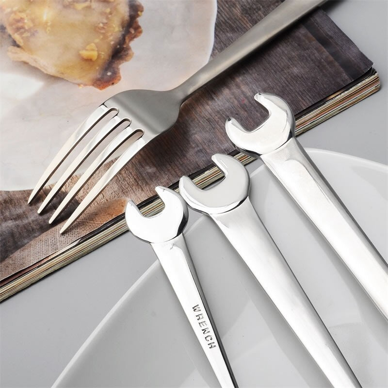 Mechanics 4Pcs Spanner Dinnerware / Cutlery Set | Man-Kave