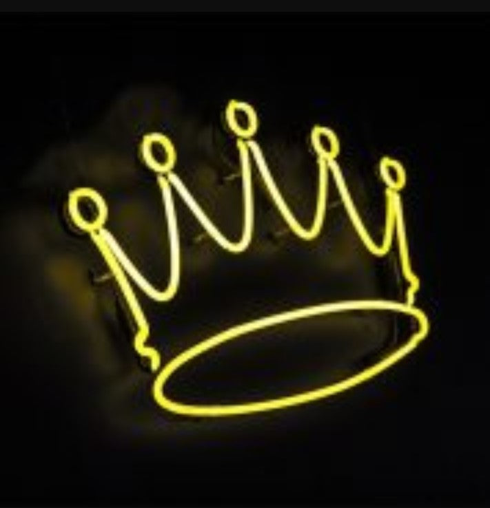 Yellow Crown Glass Neon Light Sign | Man-Kave